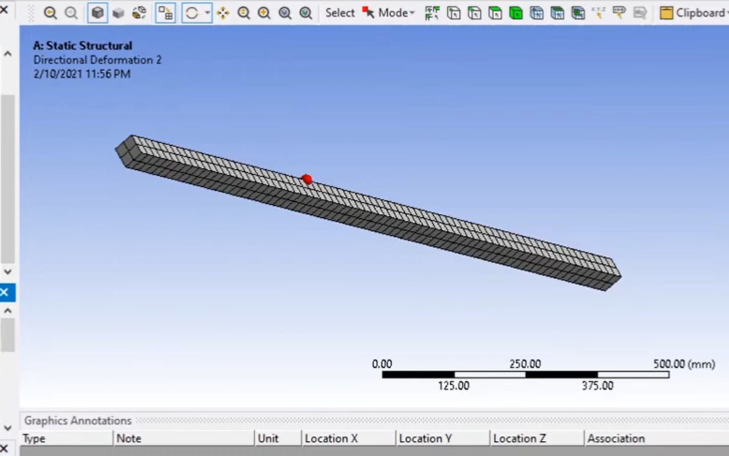 Finite Element Analysis (FEA) of simple supported I-beam with a load